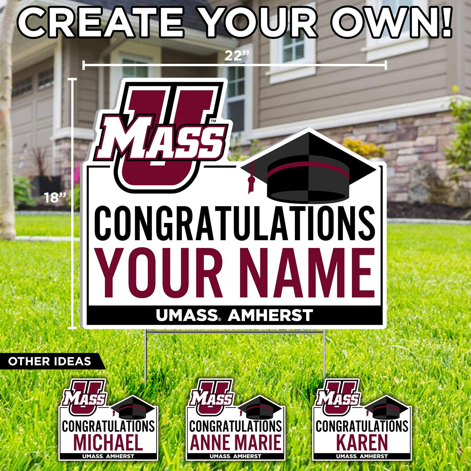 CONGRATULATIONS GRADUATE YARD SIGN - WITH CUSTOM NAME | UMass Store
